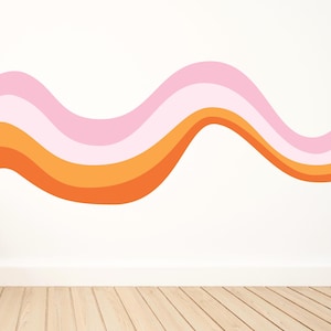 Wavy Stripe Retro Wall Decal / Retro Stripes / Stripe Wall Decal / Wave ...