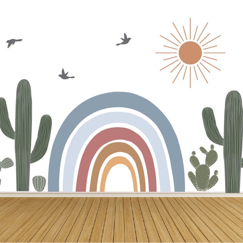 Boho Nursery Wall Art / Large Rainbow Wall Decals / Bohemian - Etsy