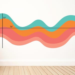 Wavy Stripe Retro Wall Decal / Retro Stripes / Stripe Wall Decal / Wave ...