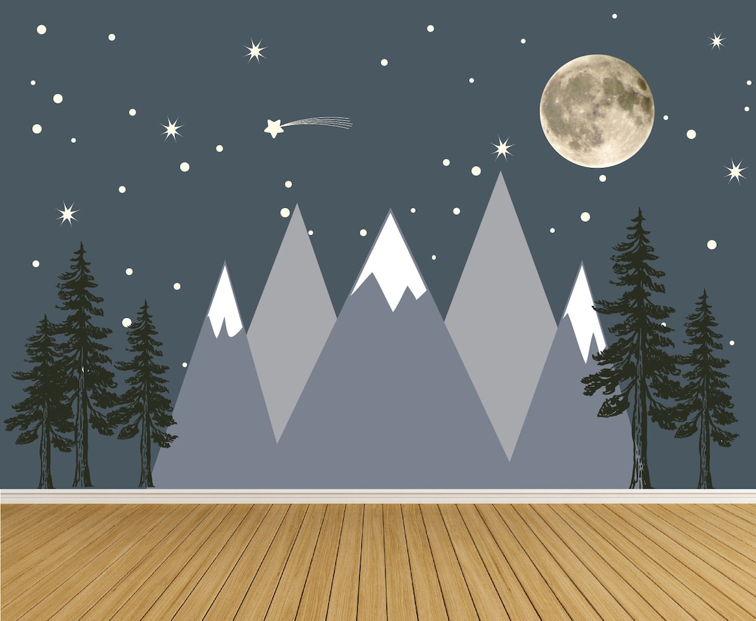 Mountain Wall Decal / Mountain Wall Mural / Mountains With Forest ...