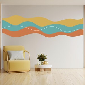 Retro Stripe Wave Wall Decal: Removable Vinyl Art - Etsy