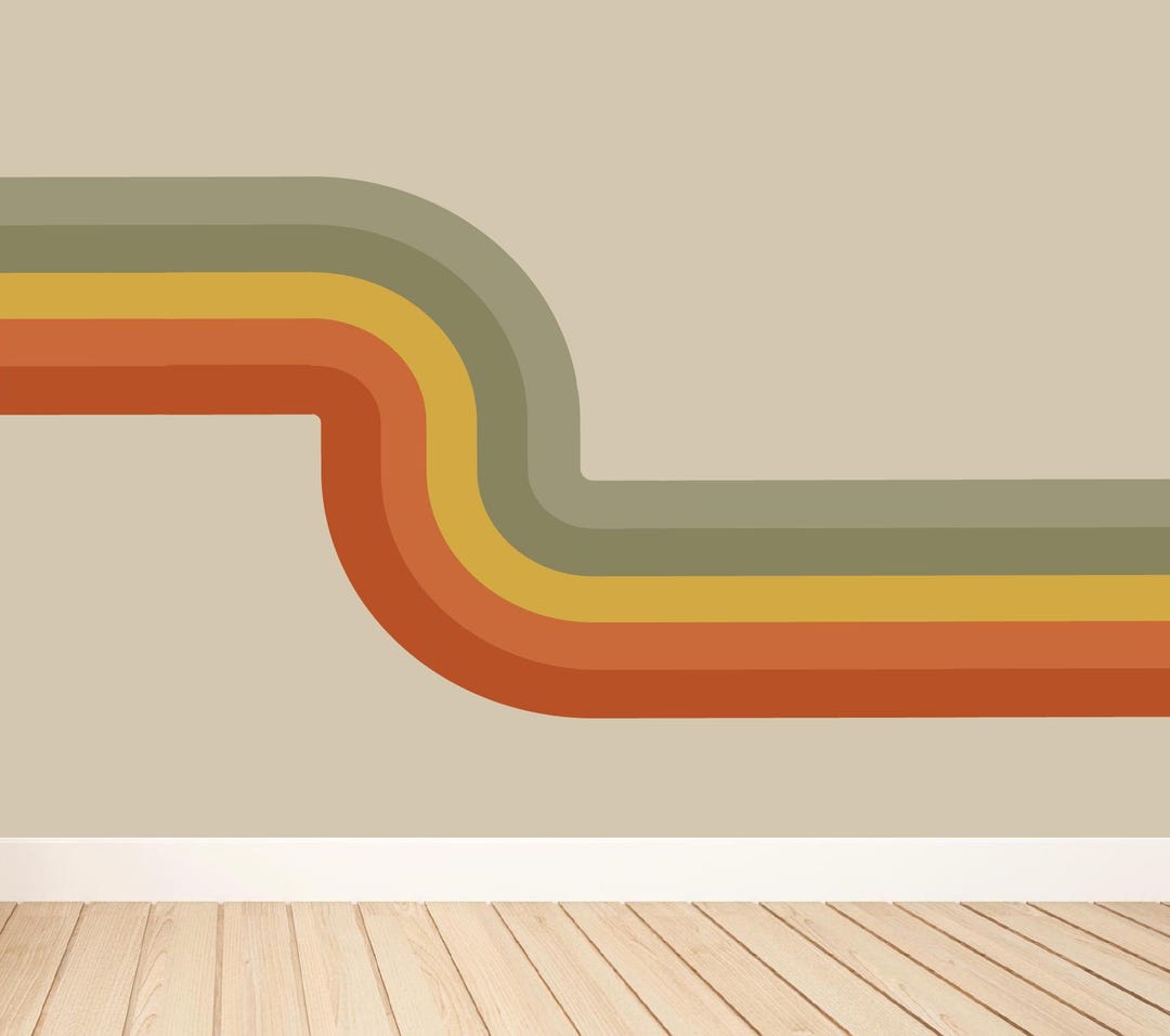 Retro Stripe Wall Decal: Peel-and-stick Wall Art - Etsy
