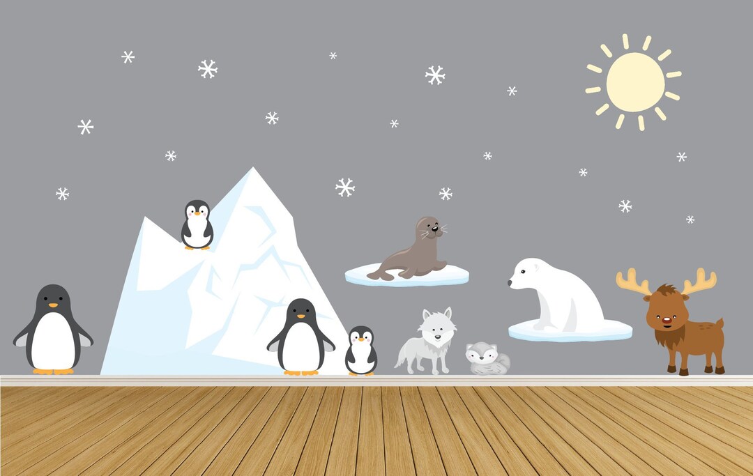 Arctic Animals Wall Decal, Arctic Animals Stickers, Polar Bear Decal ...