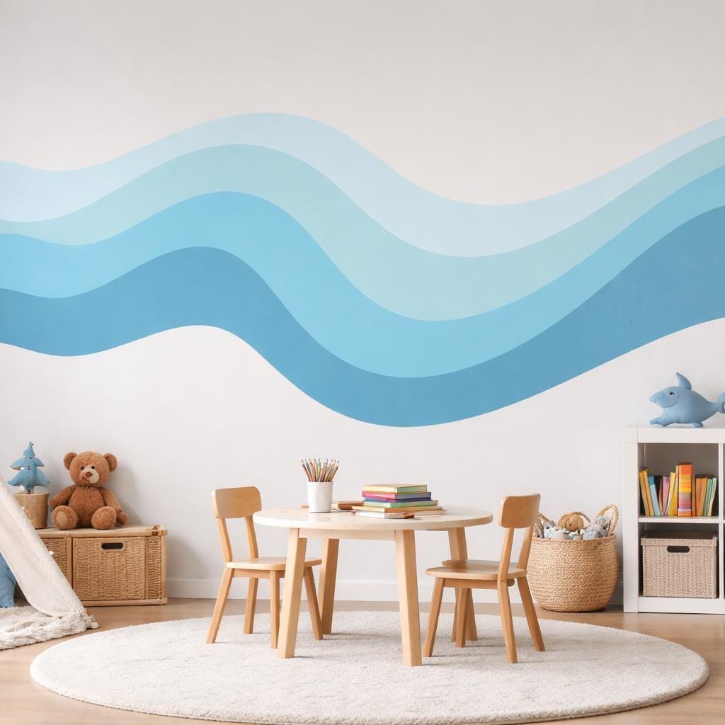Wave Stripe Wall Decal – Removable & Reusable Peel and Stick • Coastal ...