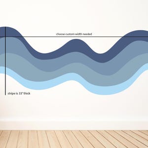 Wavy Stripe Retro Wall Decal / Blue Wave Stripe / Stripe Wall Decal ...