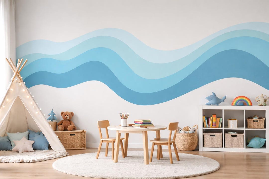 Wave Stripe Wall Decal – Removable & Reusable Peel and Stick • Coastal ...
