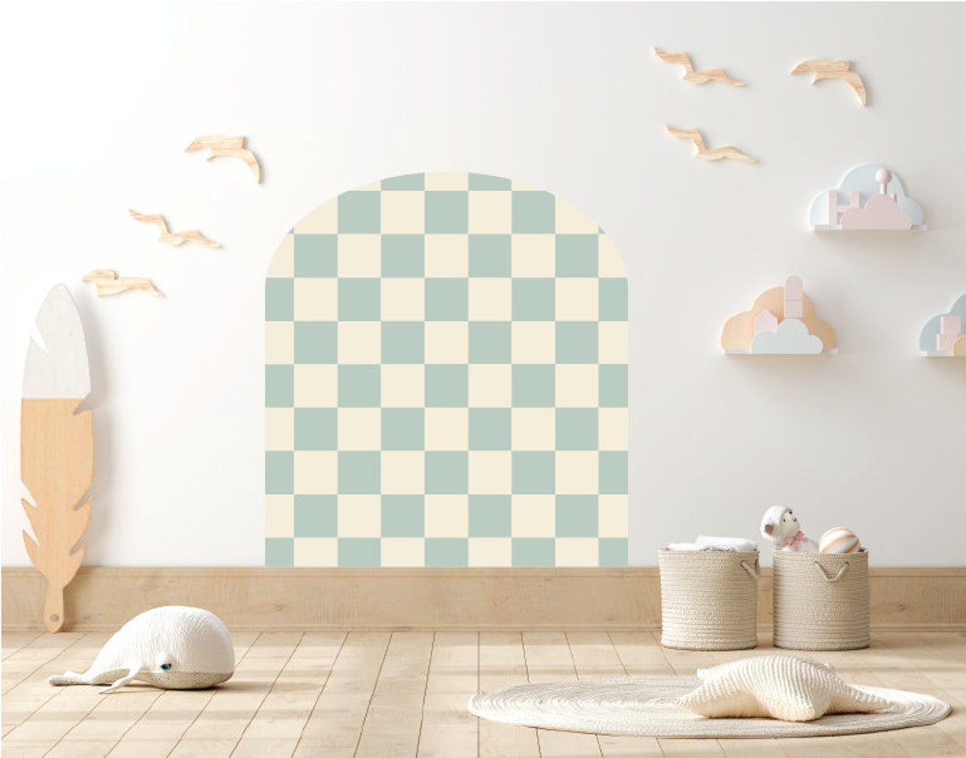 Arch Wall Decal / Retro Checkered Wall Art / Nursery Wall Decals / Arch Wall Decal - Etsy