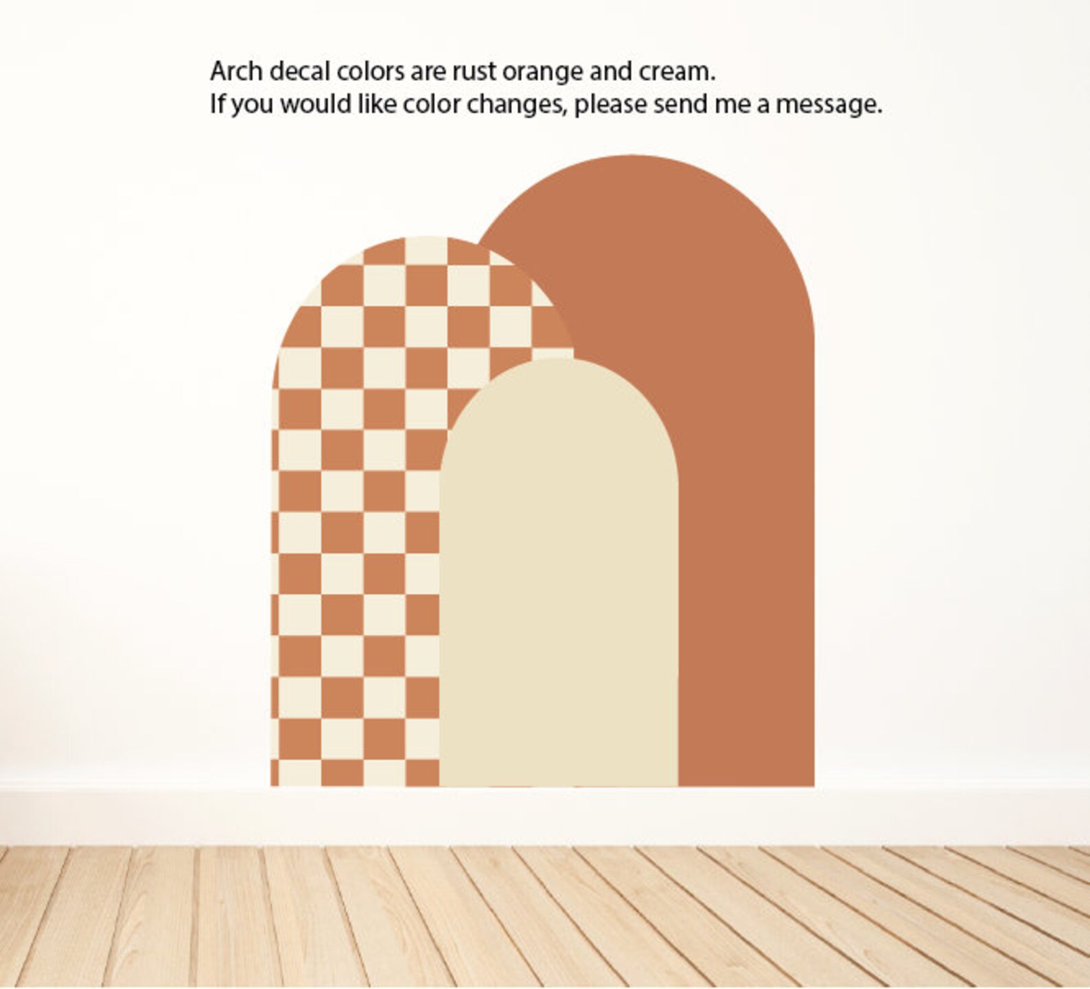 Retro Arch Wall Decal: Checkered Orange & Beige, Removable Wall Art - Etsy