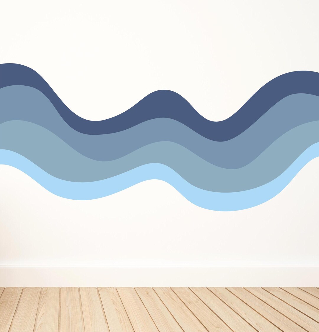 Wavy Stripe Retro Wall Decal / Blue Wave Stripe / Stripe Wall Decal ...