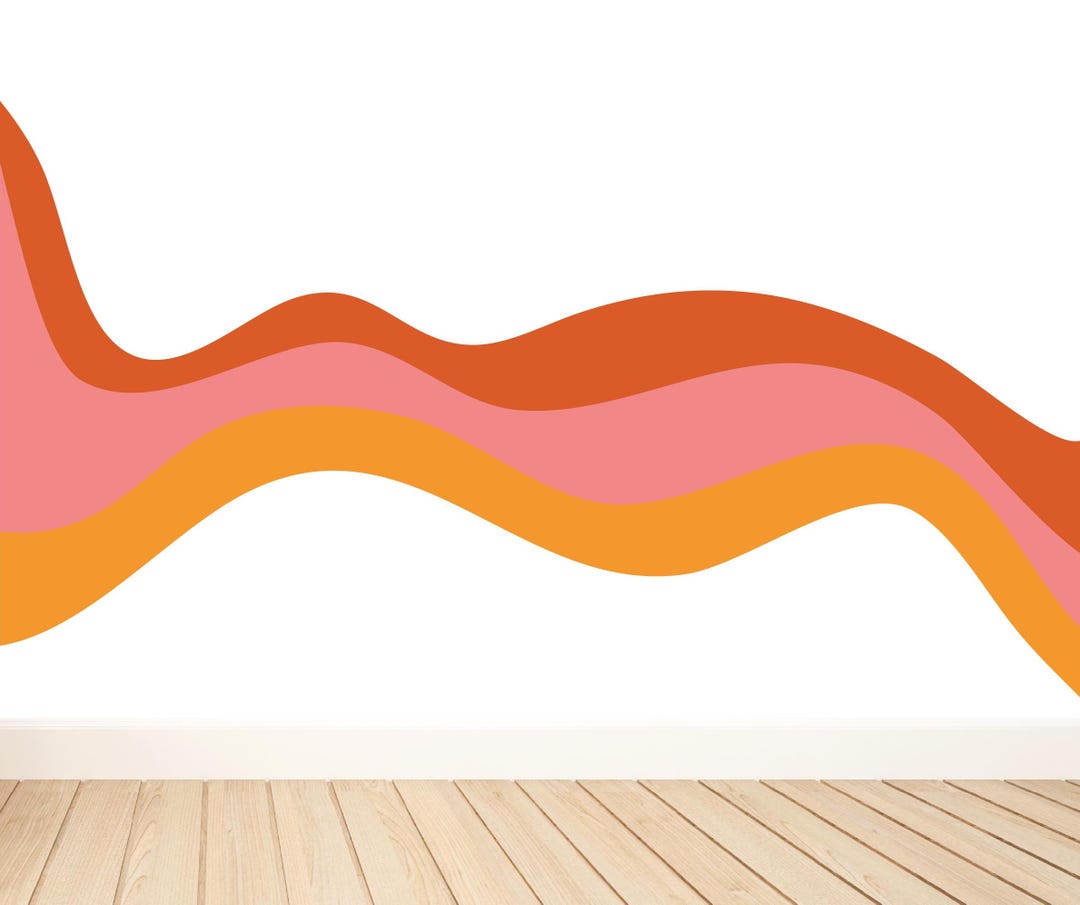 Wavy Stripe Retro Wall Decal / Retro Stripes / Stripe Wall Decal / Wavy ...