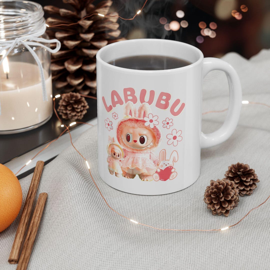 Labubu Bunny Ceramic Mug | Kawaii Coffee Cup - Etsy