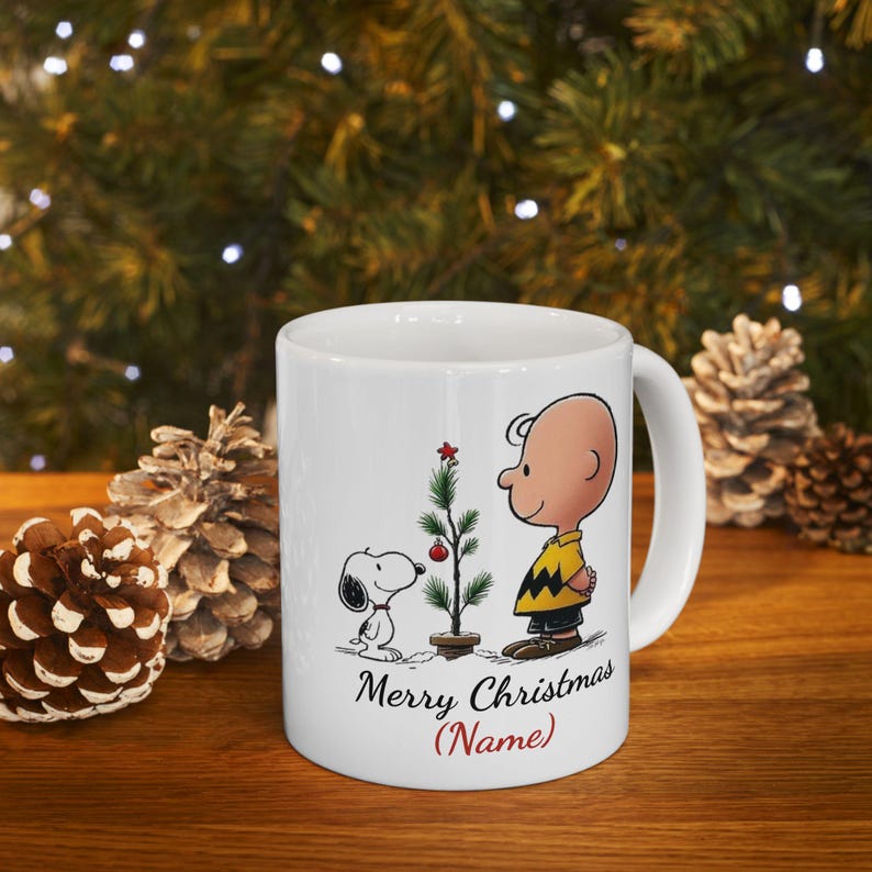 Personalized Snoopy and Charlie Brown Christmas Coffee Mug - Etsy