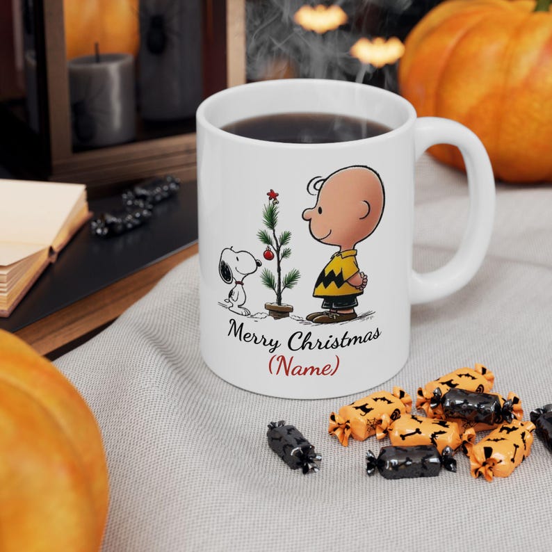 Personalized Snoopy and Charlie Brown Christmas Coffee Mug - Etsy