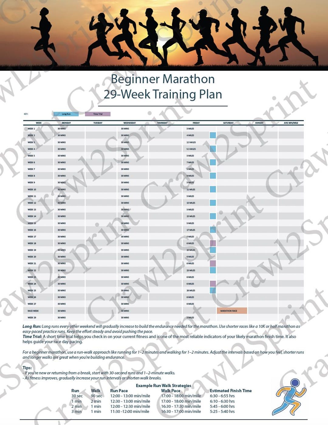 Custom Running Training Plan - Marathon - Etsy