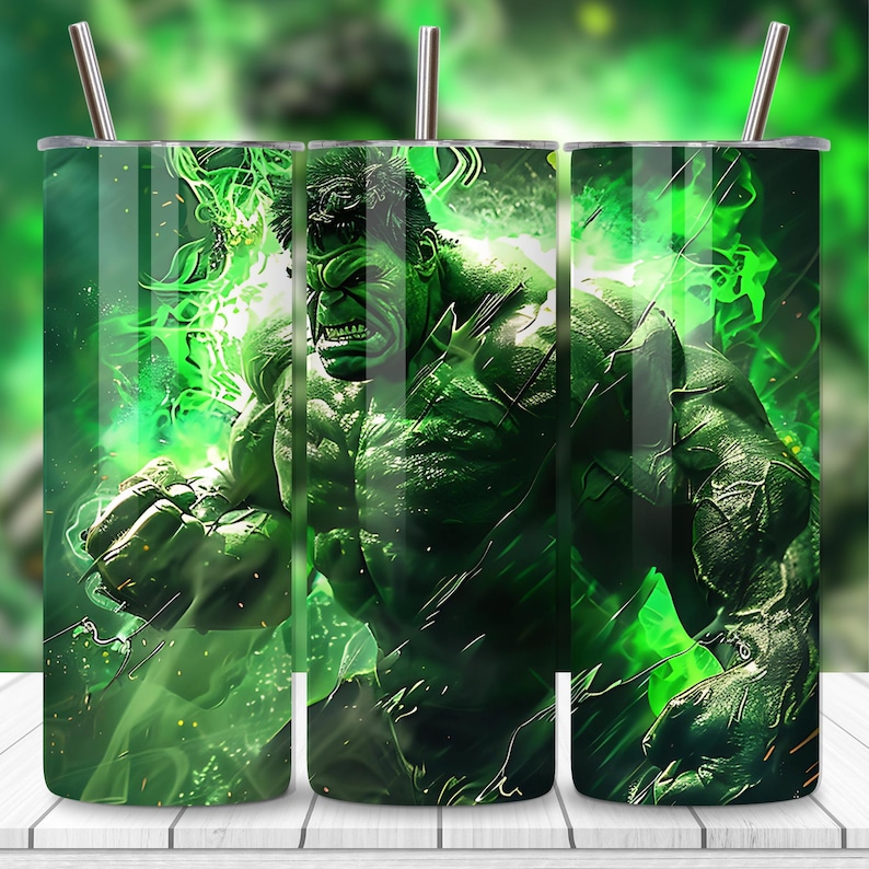 Green Super Action Hero Tumbler Wrap: 20oz Skinny Sublimation Design ...