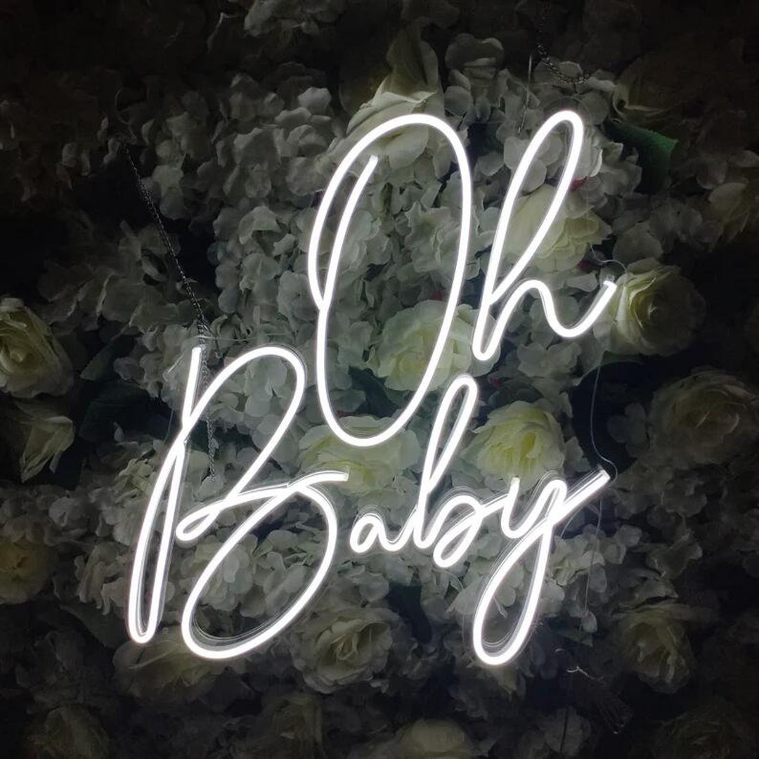 Custom Neon Sign Oh Baby Neon Sign Baby Shower Neon Sign Neon Sign ...