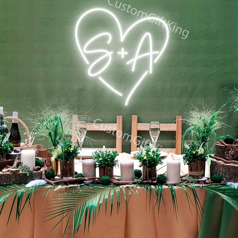 Initial Neon Sign Custom Wedding Decor, Led Sign Custom Wall Decor ...