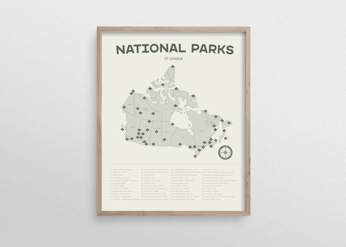 Canada National Park Map Checklist Poster - Etsy