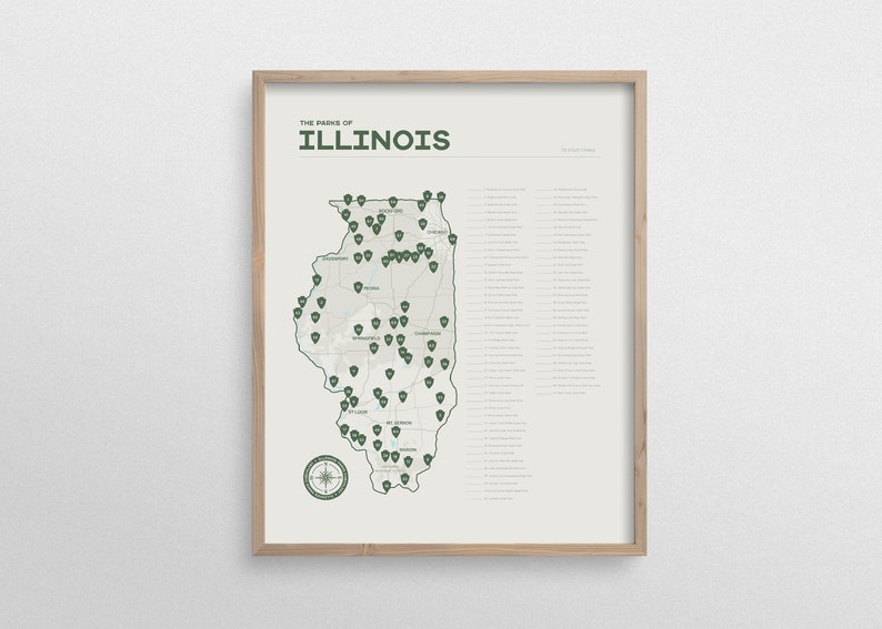 Illinois State Parks Checklist Map - Etsy