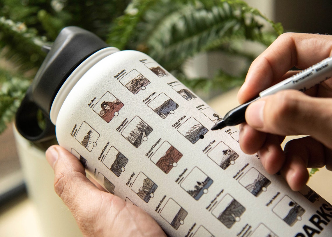 National Park Checklist Stainless Steel Water Bottle - Etsy