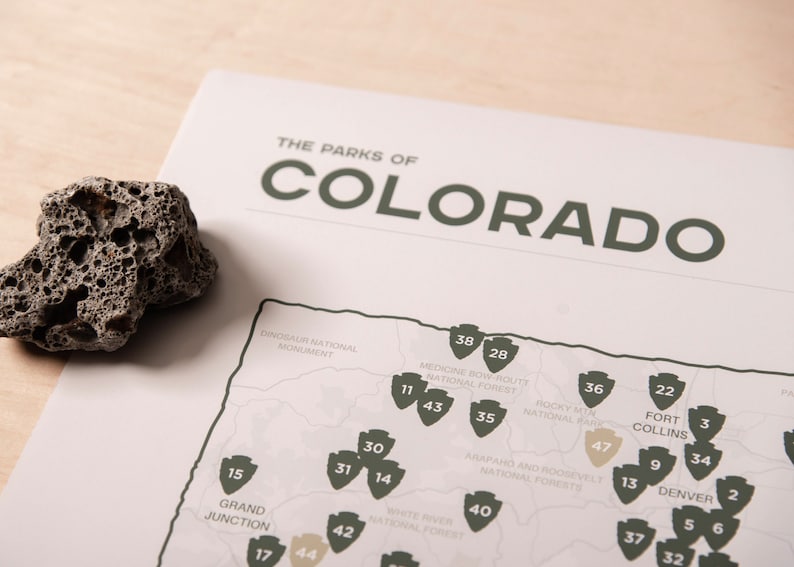 Colorado State Parks Checklist Poster Map | Etsy