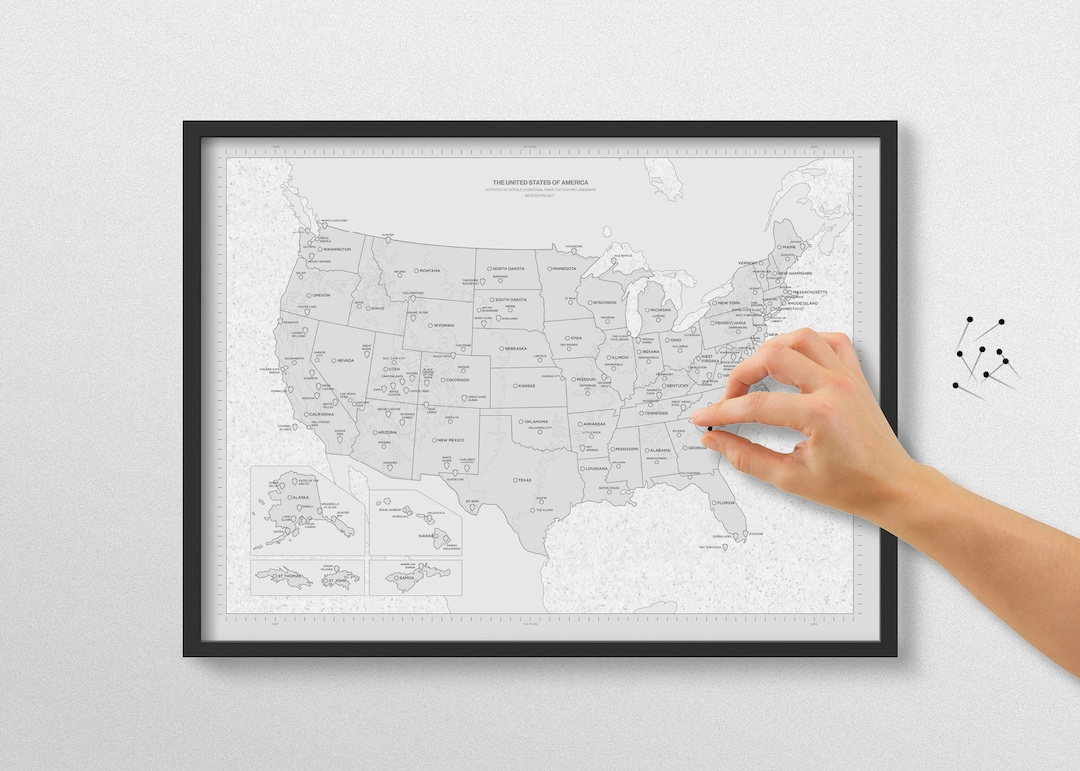 50 States Push Pin Map, USA Iconic Travel Places, 63 National Parks ...