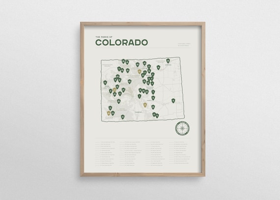 Colorado State Parks Checklist Poster Map | Etsy