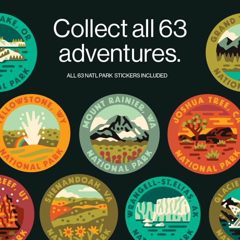 National Park Stickers Bucket List 63 Pack, Checklist Water Proof ...