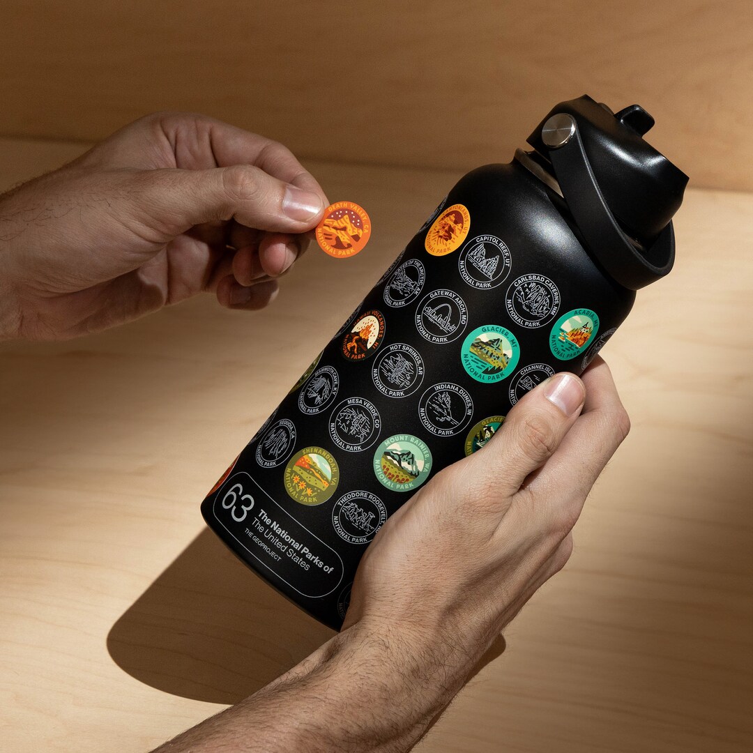 National Park Sticker Bottle With Stickers, Checklist Bottle With ...