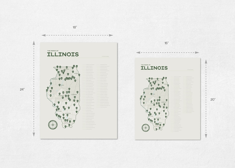 Illinois State Parks Checklist Map - Etsy