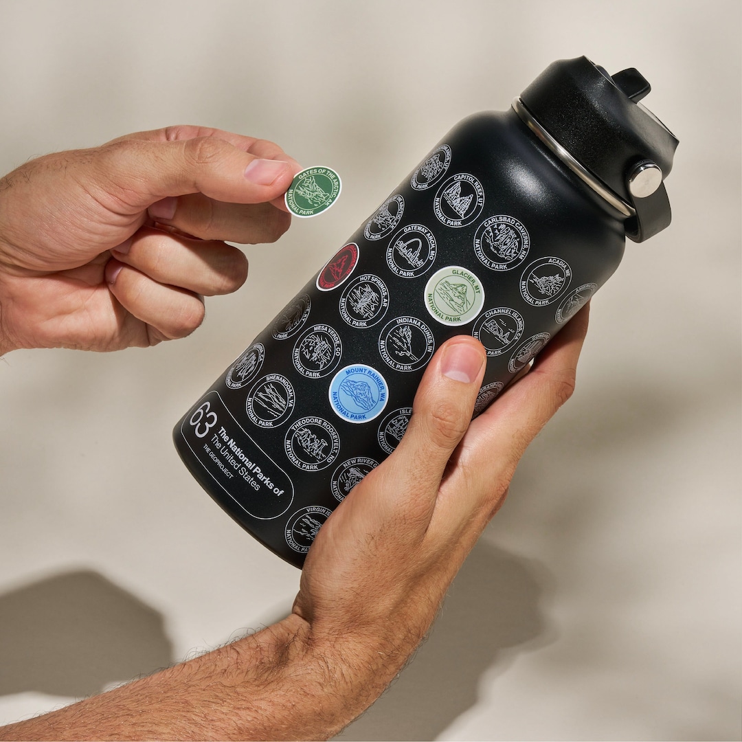 National Park Sticker Bottle With Stickers, Checklist Bottle With ...