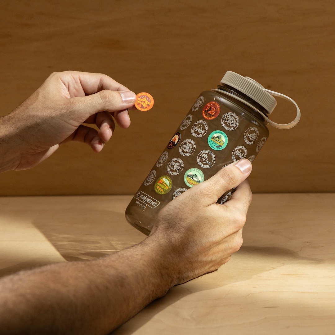 National Park Sticker Bottle With Stickers Nalgene, Checklist Bottle ...