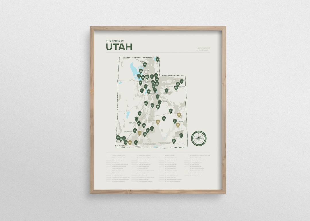 Utah State Parks Checklist Poster Map - Etsy