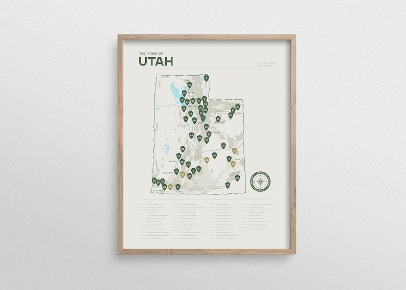 Utah State Parks Checklist Poster Map - Etsy