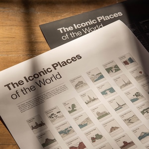 World Travel Checklist Poster Modern Color, Iconic World Locations ...