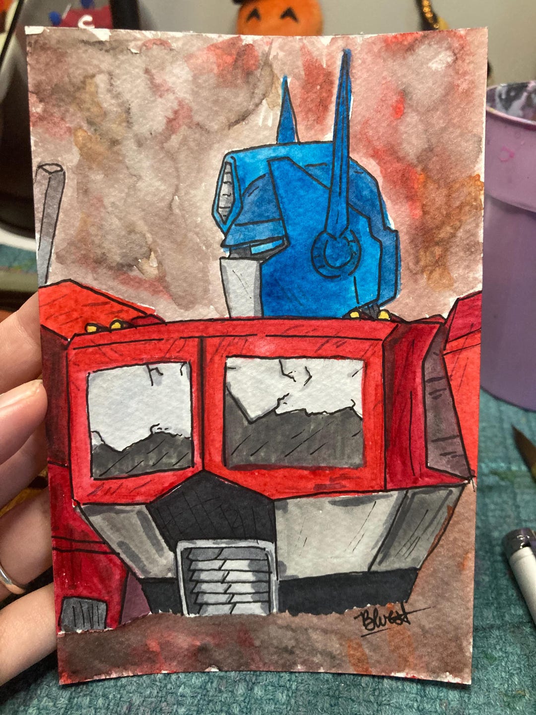 Optimus Prime Transformers Watercolor Painting - Etsy