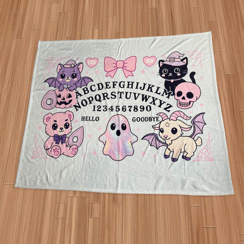 Pastel Goth Halloween Plush Blanket, Occult Blanket, Kawaii Ouija Board ...