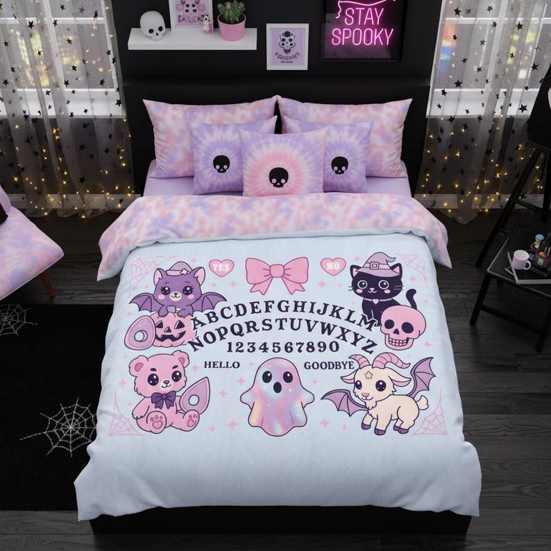 Pastel Goth Halloween Plush Blanket, Occult Blanket, Kawaii Ouija Board ...