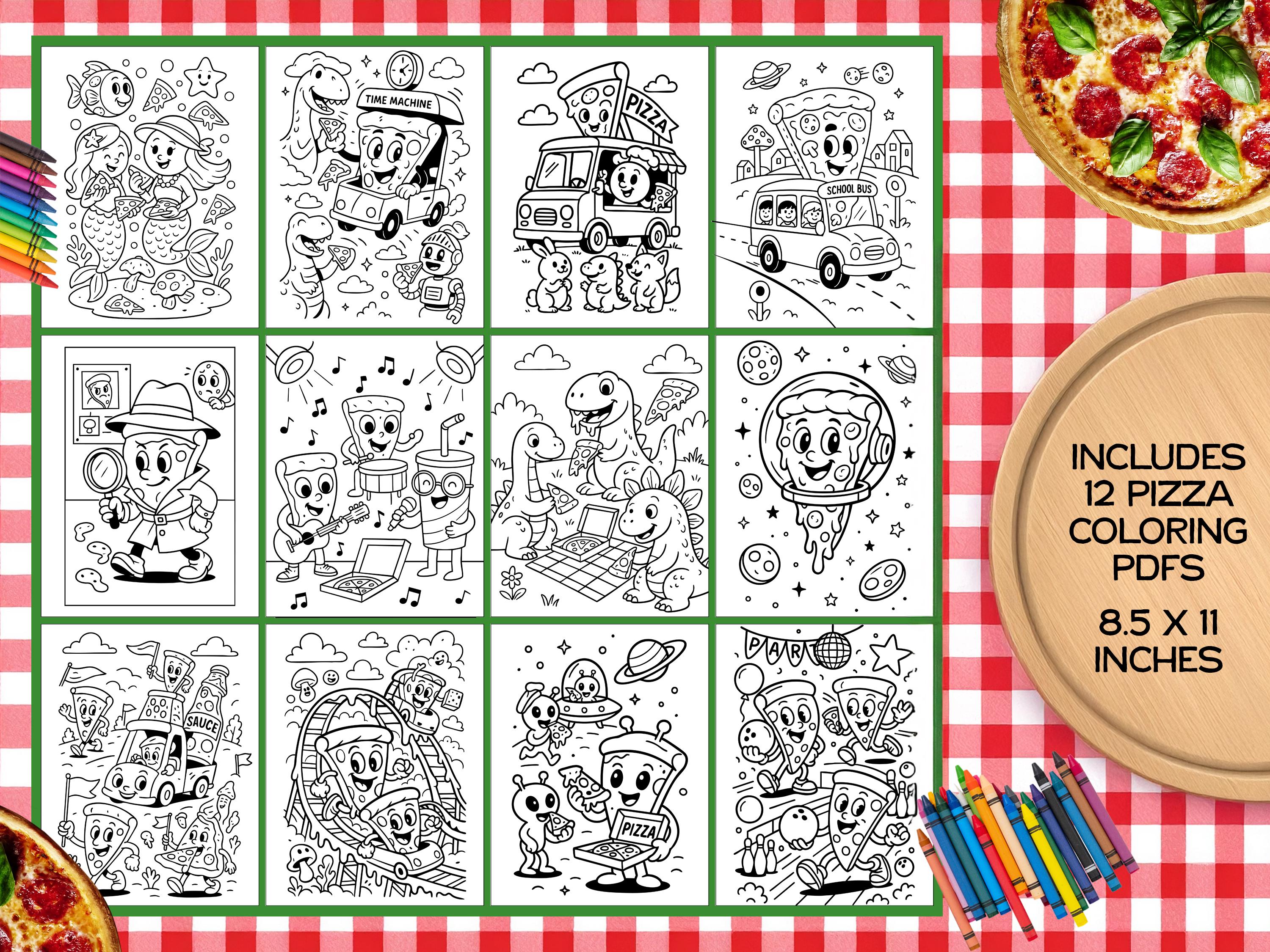 Pizza Coloring Sheet, Pizza Activity Sheet, Pizza Night, Food Coloring ...