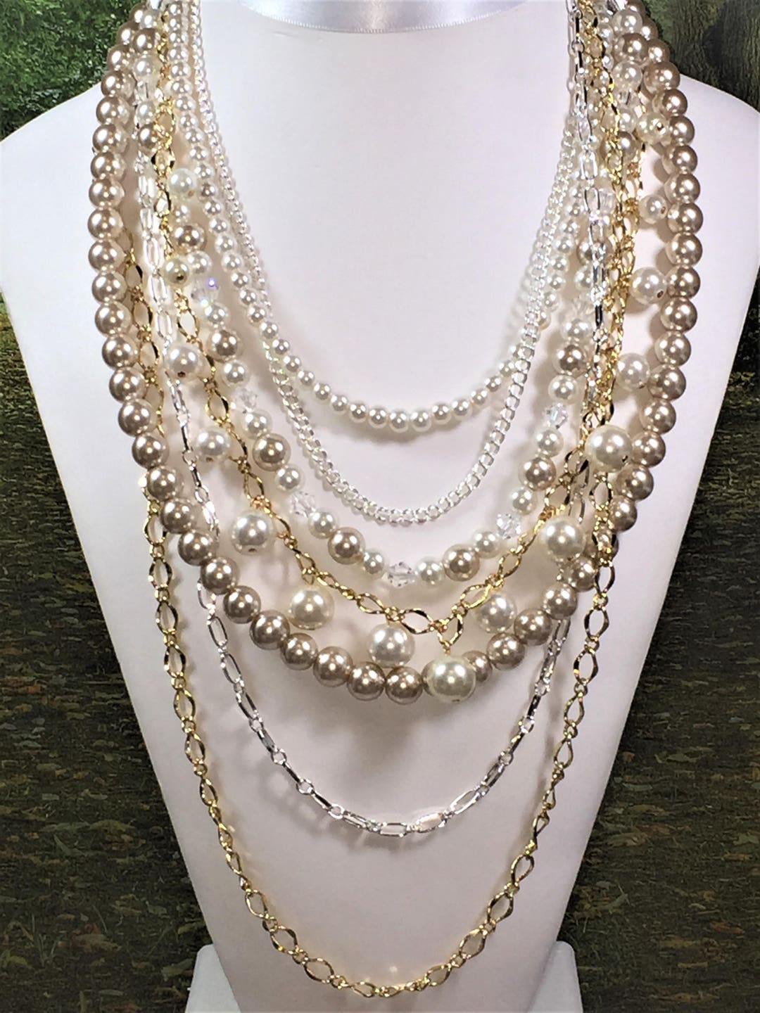 Multi Strand Pearl Necklace: Custom Chain Statement Piece - Etsy