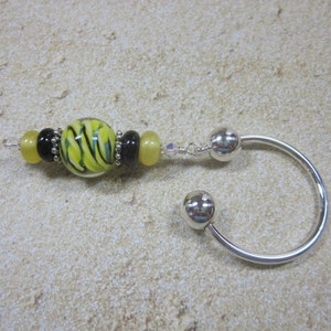 Key Ring, Silver, Glass Beaded, Artisan Lampwork Glass, Hand Crafted ...