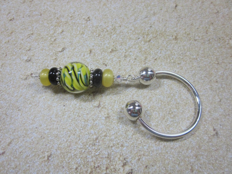 Key Ring, Silver, Glass Beaded, Artisan Lampwork Glass, Hand Crafted ...