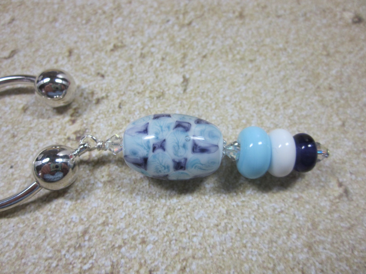 Key Ring, Silver, Glass Beaded, Artisan Lampwork Glass, Hand Crafted ...
