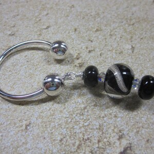 Key Ring, Silver, Glass Beaded, Artisan Lampwork Glass, Hand Crafted ...