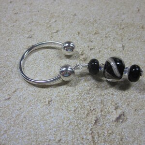 Key Ring, Silver, Glass Beaded, Artisan Lampwork Glass, Hand Crafted ...