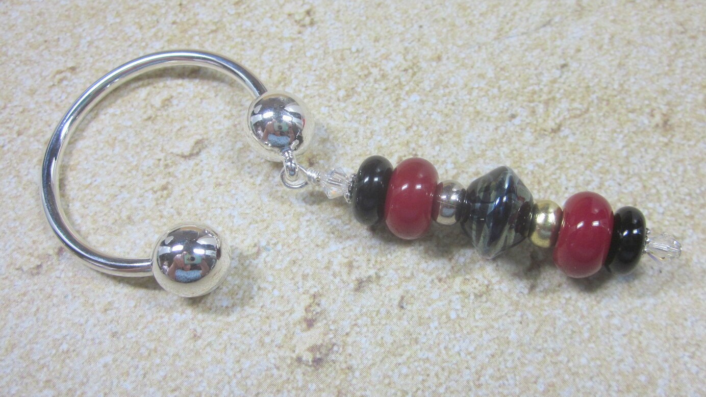 Key Ring,silver, Glass Beaded, Artisan Lampwork Glass, Hand Crafted ...
