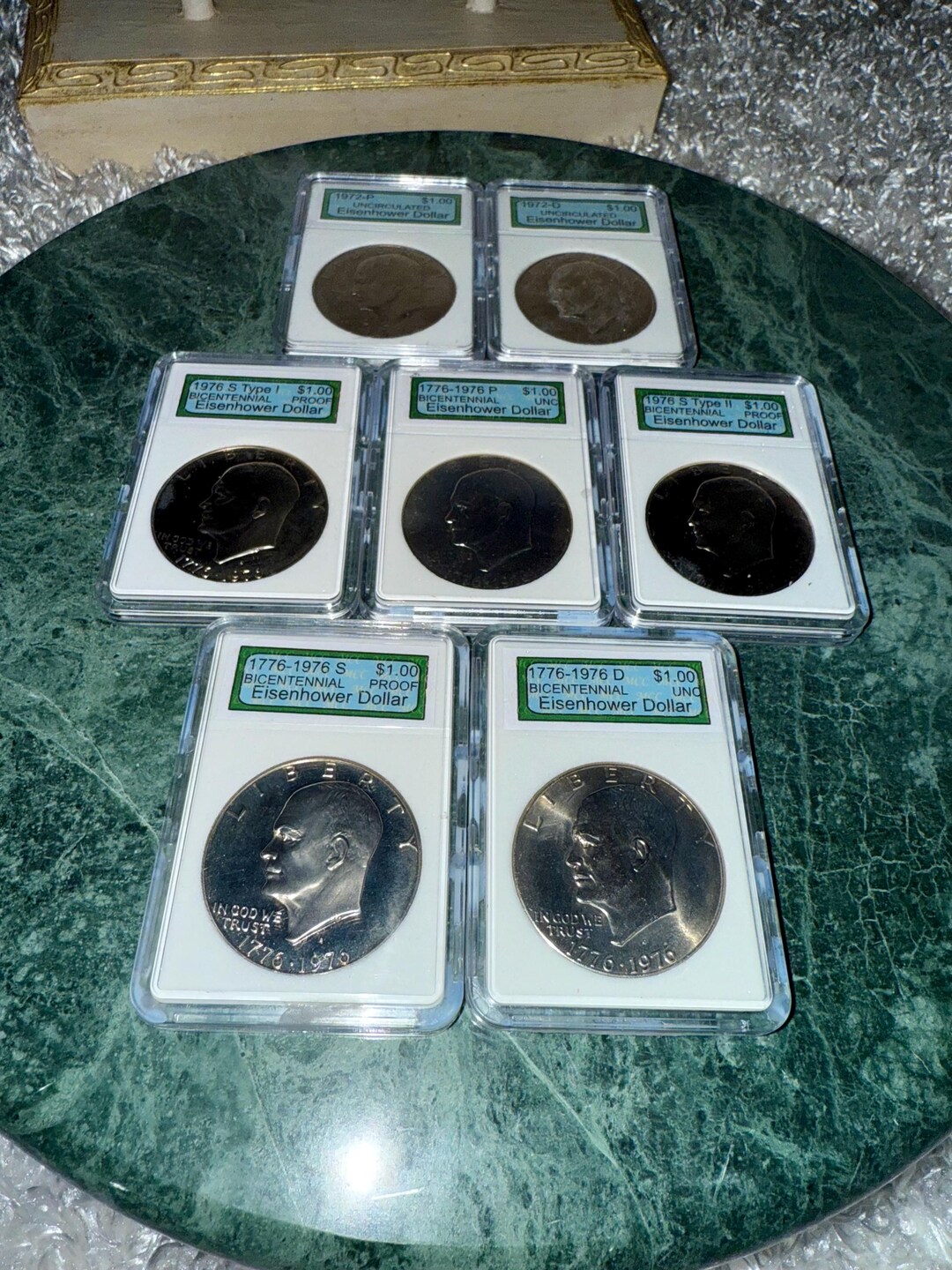 Lot of 7 Silver Ike Dollar Coins RARE Dates - Collectable Silver Set ...