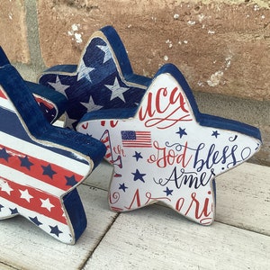 Patriotic Independence Memorial Day Stars, Wood Stars, Independence Day ...