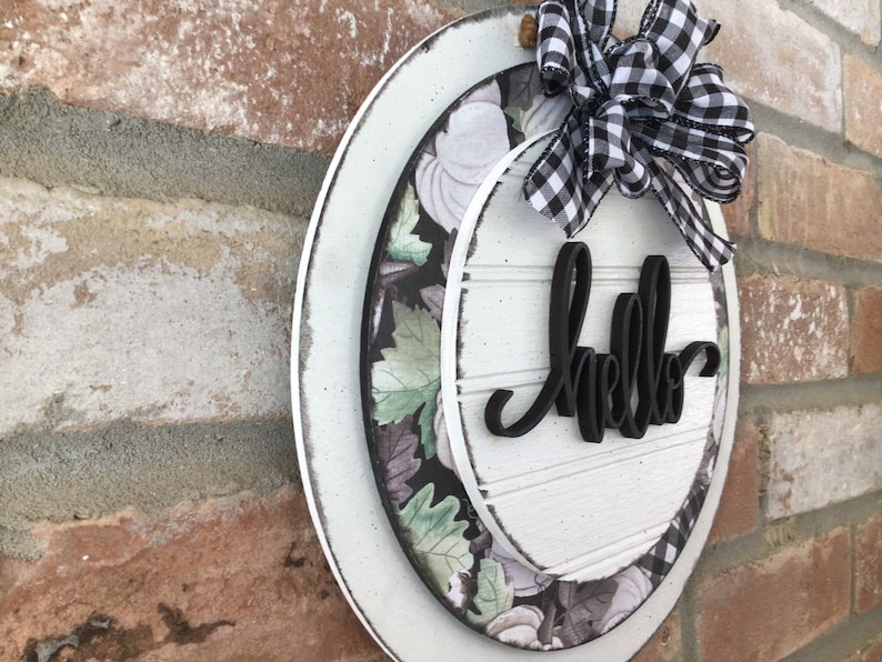 Hello Sign Round Wood Sign Farmhouse Sign Rustic Sign | Etsy