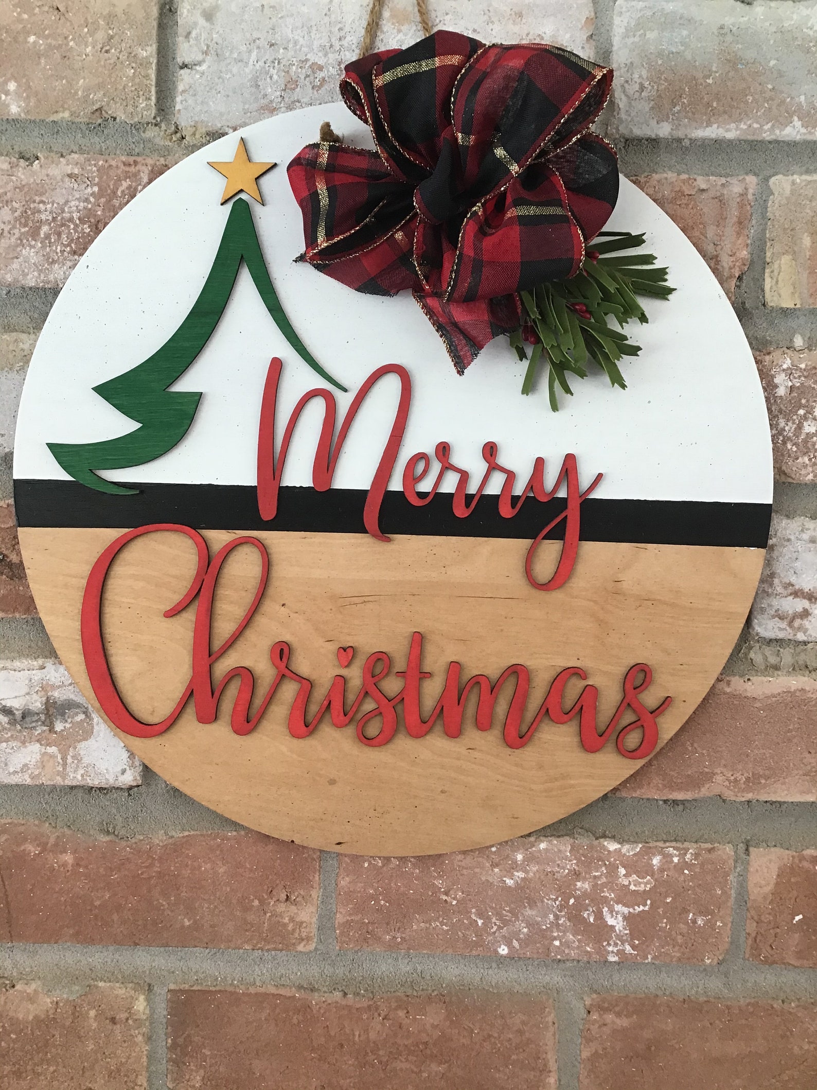 Merry Christmas Sign 16 Round Door Sign Christmas Door - Etsy